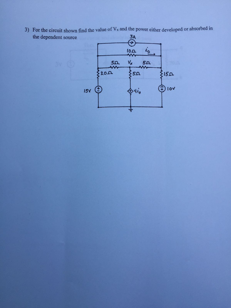 Solved For the circuit shown find the value of Vx and the | Chegg.com