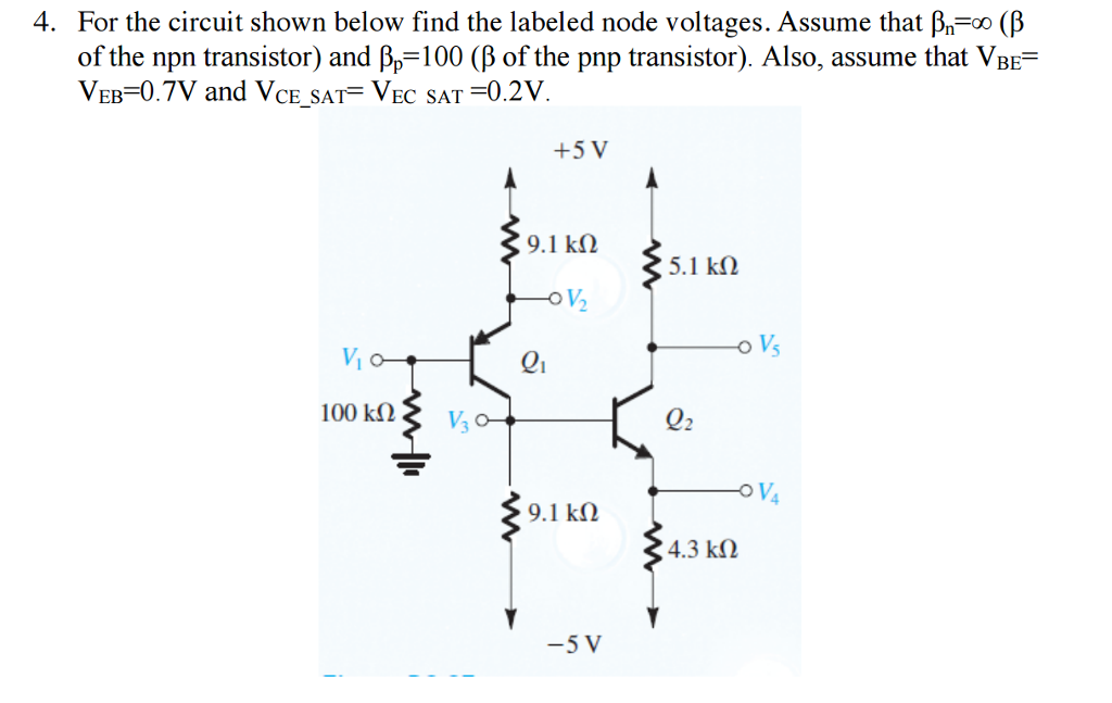 Solved For the circuit shown below find the labeled node | Chegg.com