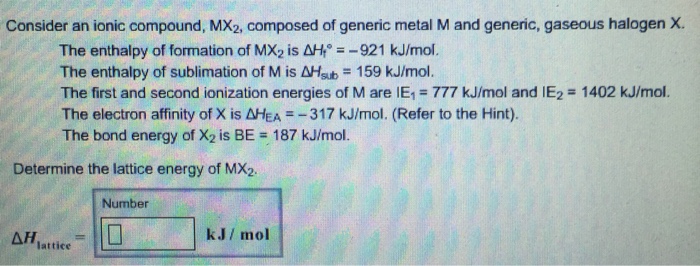 Solved Consider the ionic compound, MX2, composed of generic | Chegg.com