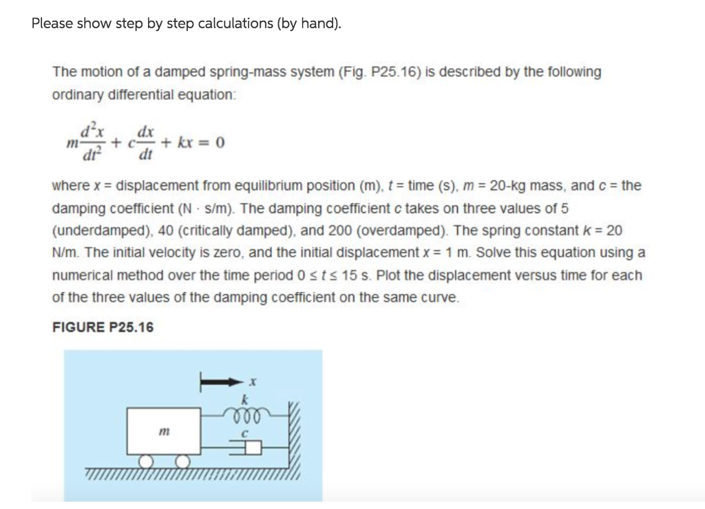 Solved Please show step by step calculations (by hand). The | Chegg.com