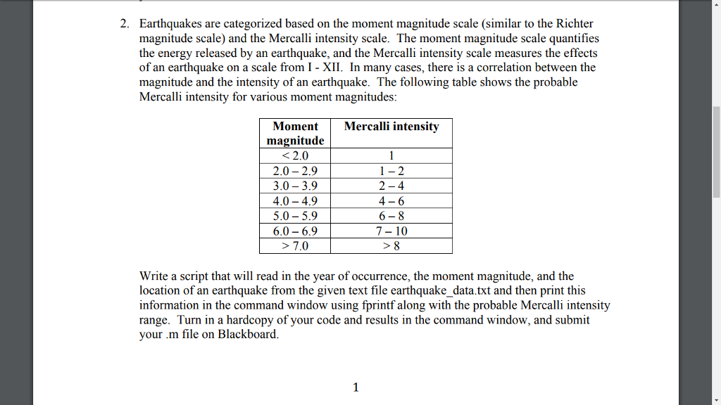 MATLAB program earthquake_data.txt January 7, 2016 | Chegg.com