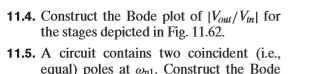 Solved 11.4. Construct the Bode plot of |Vout/Vnl for the | Chegg.com
