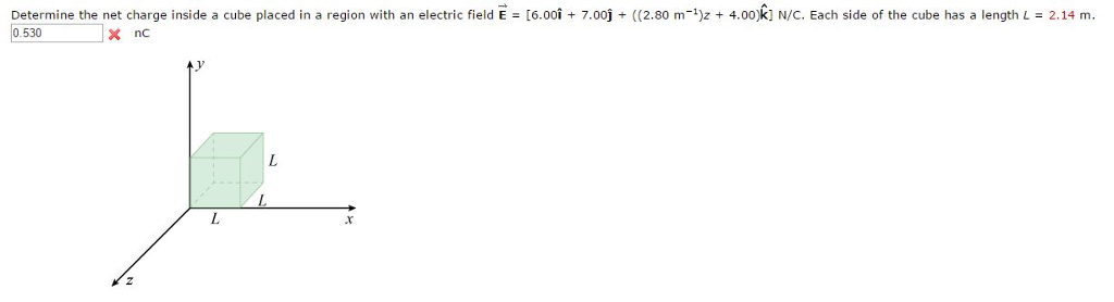 Solved Determine the net charge inside a cube placed in a | Chegg.com
