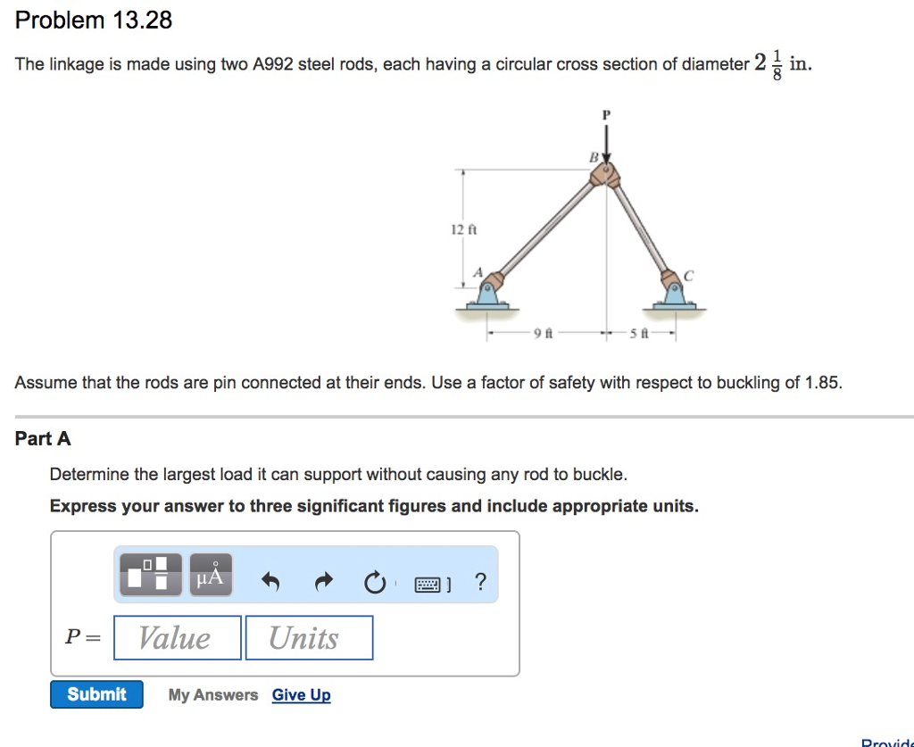 Solved The linkage is made using two A992 steel rods, each | Chegg.com