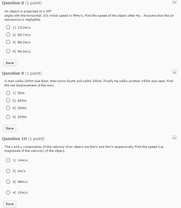Solved Question 8 (1 point) An object is projected at a 30 | Chegg.com