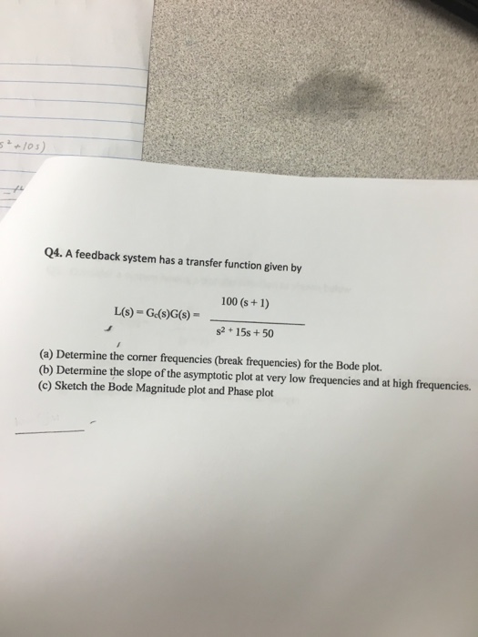 Solved Q4.Afeedback system has a transfer function given by | Chegg.com