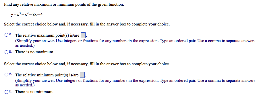Solved Find Any Relative Maximum Or Minimum Points Of The