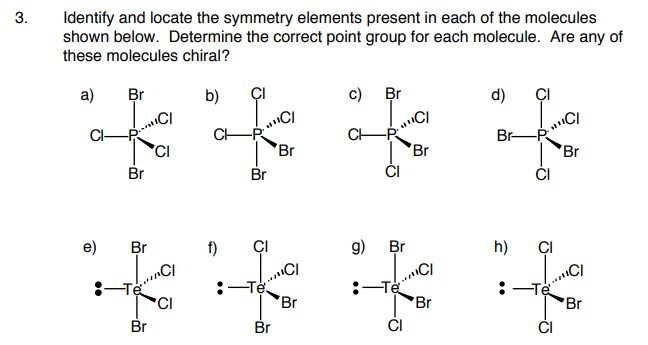 Solved 3. Identify and locate the symmetry elements present | Chegg.com
