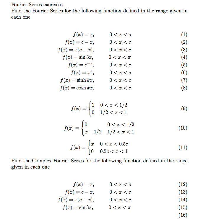 Solved Fourier Series exercises Find the Fourier Series for | Chegg.com
