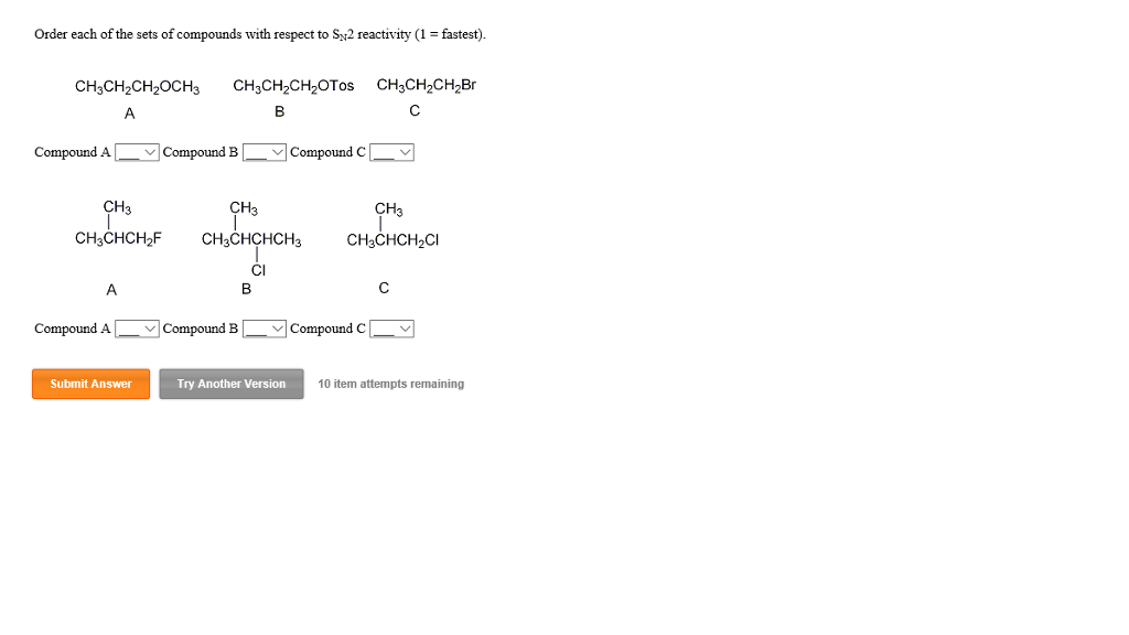 Solved Order each of the sets of compounds with respect to | Chegg.com