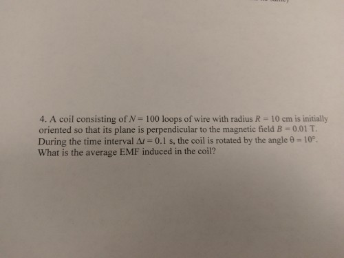 Solved A coil consisting of N = 100 loops of wire with | Chegg.com