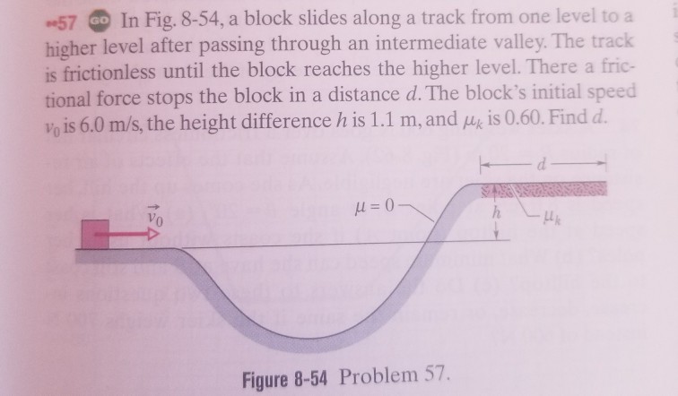 Solved 57 Go In Fig. 8-54, a block slides along a track from | Chegg.com