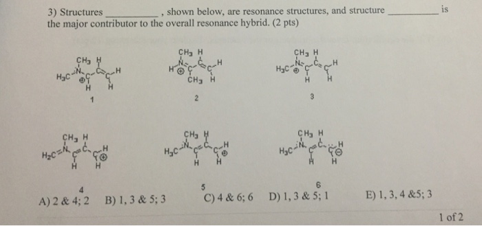Solved structures _______ , shown below, are resonance | Chegg.com