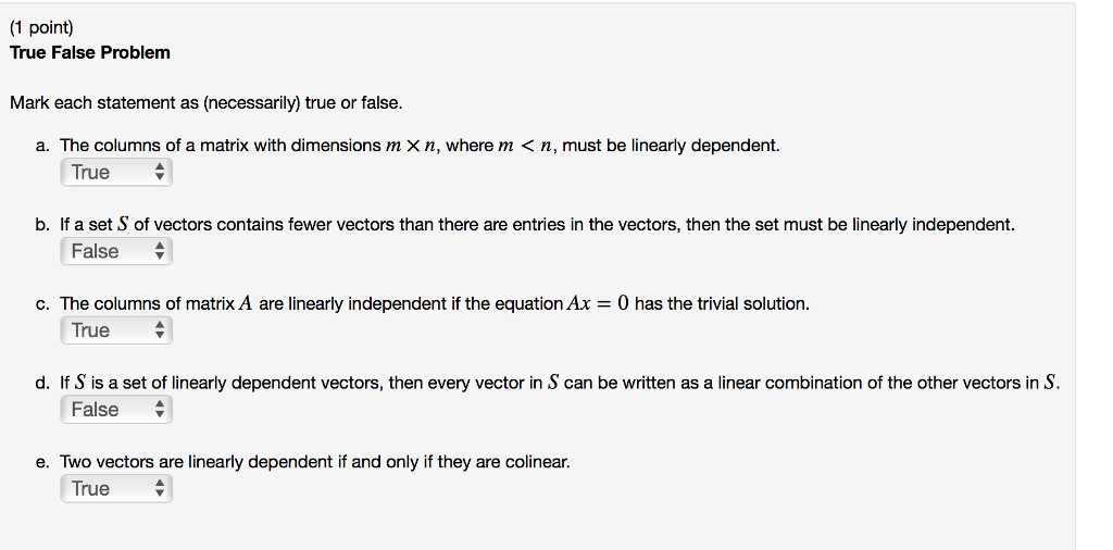 Solved The columns of a matrix m n, where m