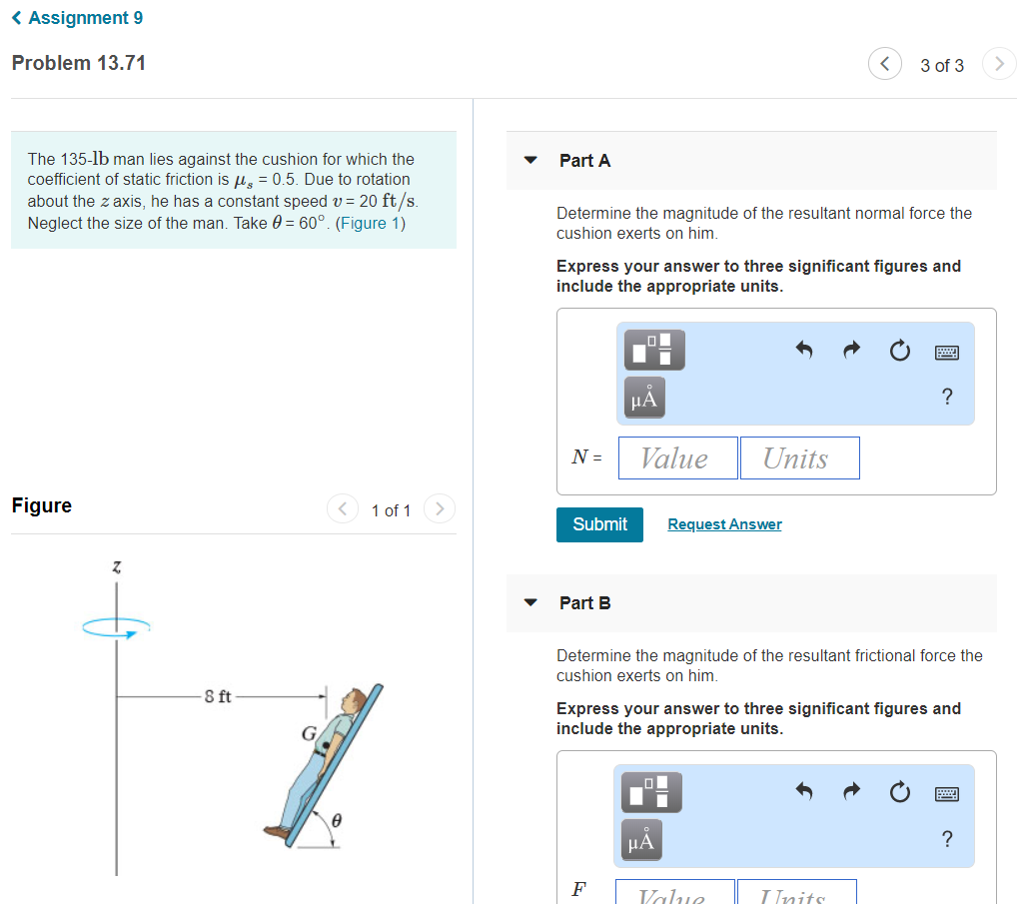 Solved Assignment 9 Problem 13.71 3 of 3 The 135-lb man lies | Chegg.com