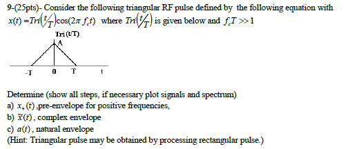 Solved Consider the following triangular RF pulse defined by | Chegg.com