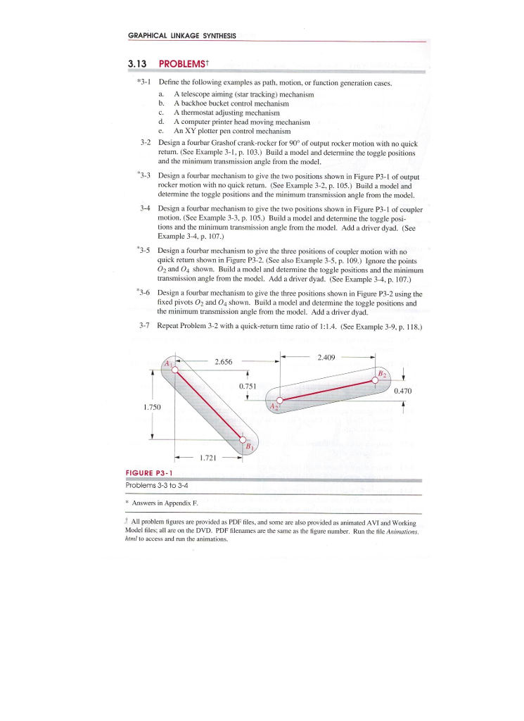 Solved GRAPHICAL LINKAGE SYNTHESIS 3.13 PROBLEMS 3-1 Define | Chegg.com
