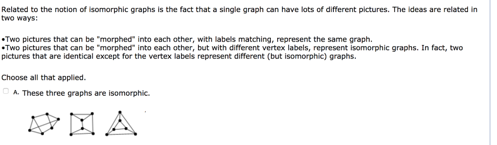 Solved Related to the notion of isomorphic graphs is the | Chegg.com