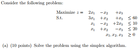 Solved b) What is the optimal solution and optimal objective | Chegg.com