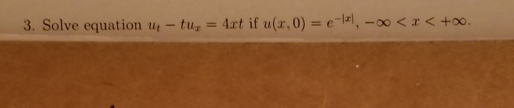 Solved 3. Solve equation ut-tux-Art if u(x, 0) = e-lel, oo