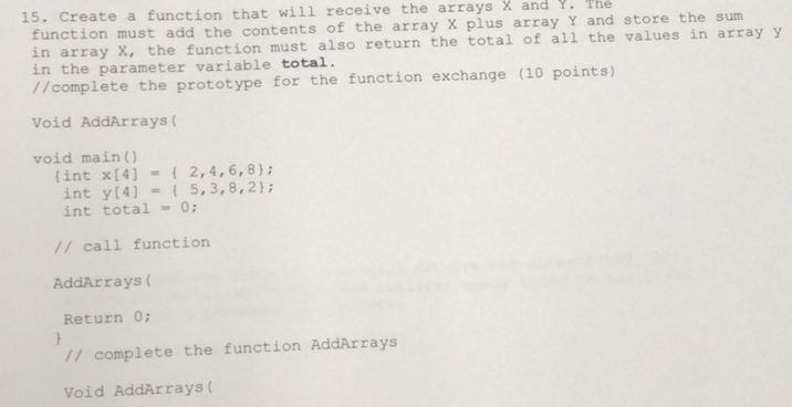 Solved Create a function that will receive the arrays x | Chegg.com
