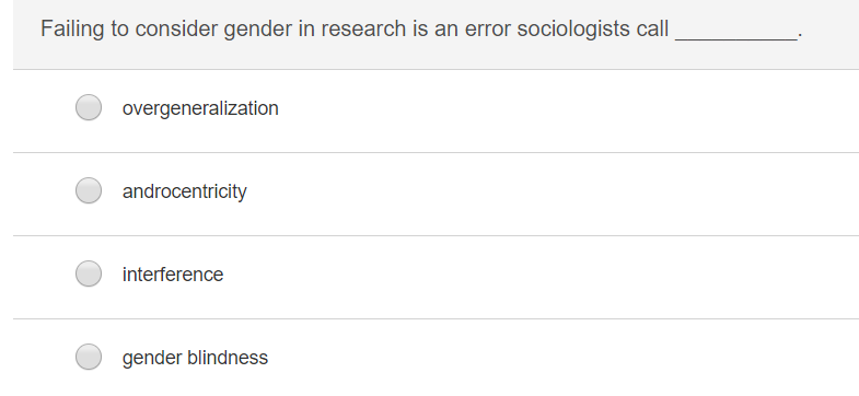 Solved Failing to consider gender in research is an error | Chegg.com