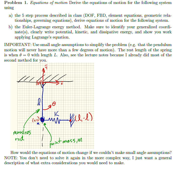Solved Equations of motion Derive the equations of motion | Chegg.com