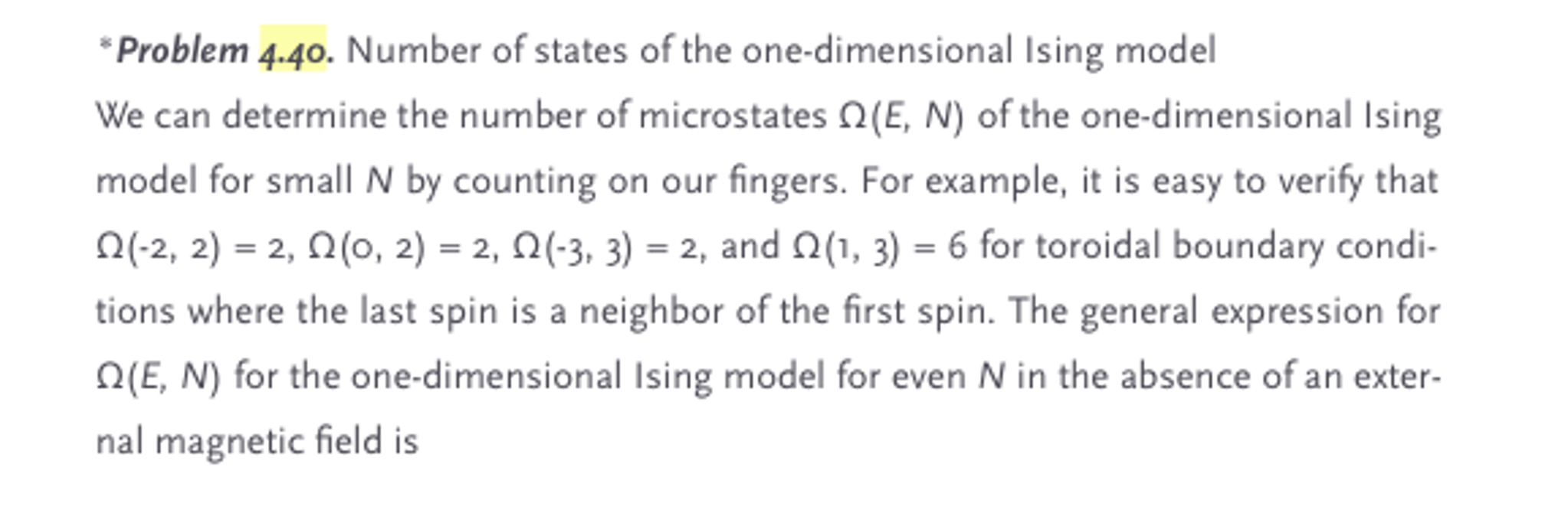 Problem 4.40. Number of states of the one-dimensional | Chegg.com