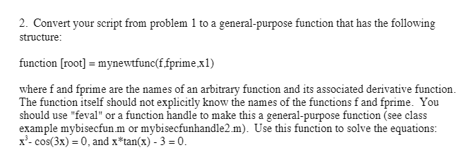 Solved Simple problem of MATLAB related to the feval | Chegg.com