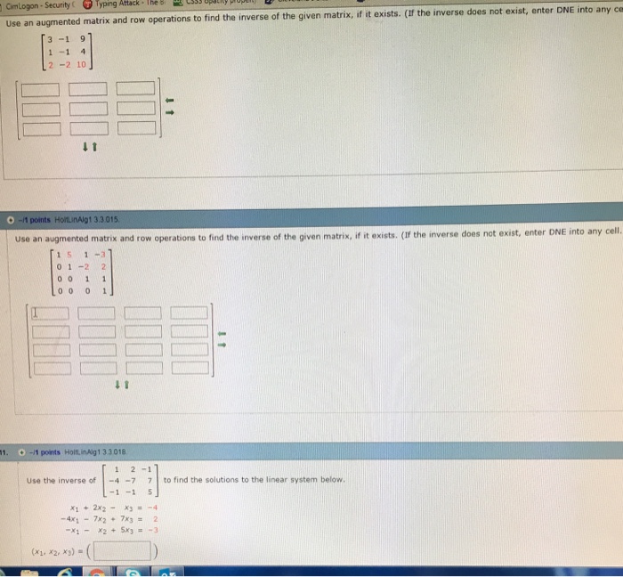 Solved Use an augmented matrix and row operations to find | Chegg.com