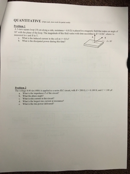 Solved 5-turn square loop (10 cm along a side, resistance = | Chegg.com