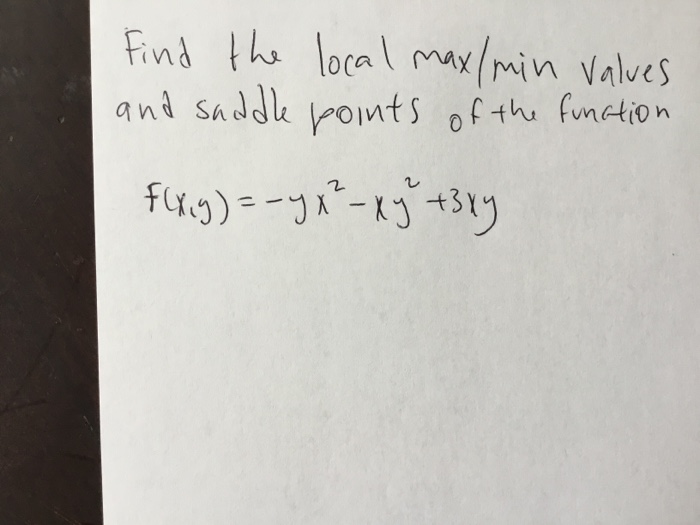Solved Find the local max/min values and saddle points of | Chegg.com