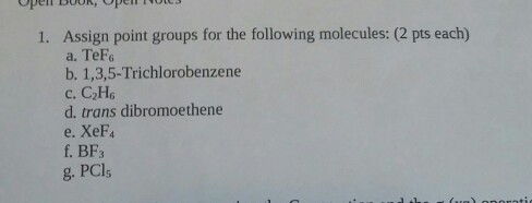 Solved Assign point groups for the following molecules: a. | Chegg.com