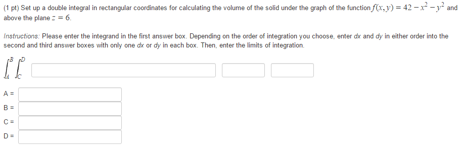 Solved Set up a double integral in rectangular coordinates | Chegg.com
