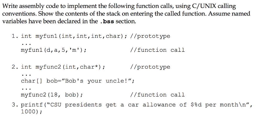 Solved Write Assembly Code To Implement The Following