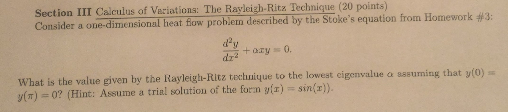 Calculus of Variations: The Rayleigh-Ritz Technique | Chegg.com