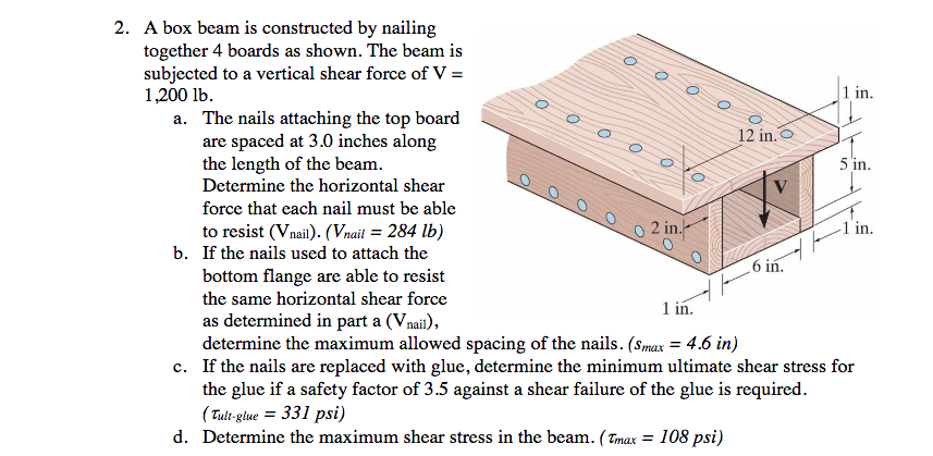 Solved 2. A box beam is constructed by nailing together 4 | Chegg.com