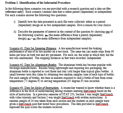 Solved Problem 1: Identification of the Inferential | Chegg.com