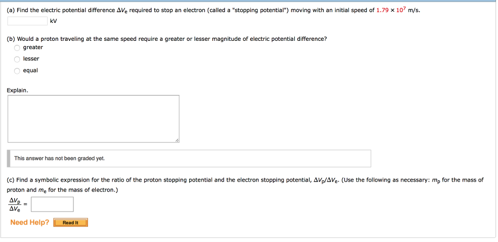 Solved (a Find the electric potential difference ΔVe | Chegg.com