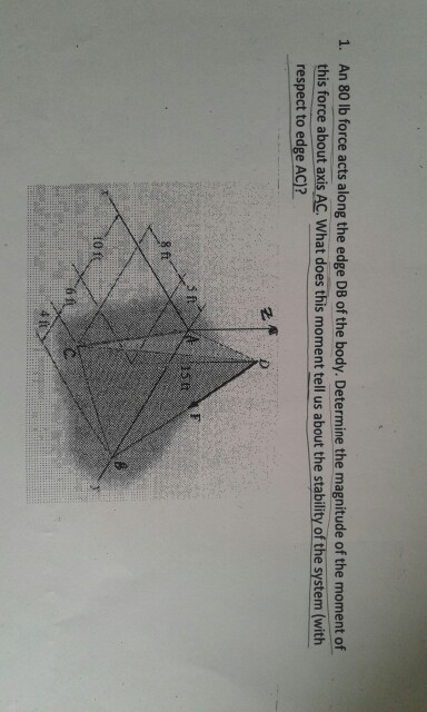 Solved An 80 lb force acts along the edge DB of the body. | Chegg.com