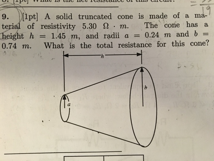 Solved A solid truncated cone is made of a material of | Chegg.com