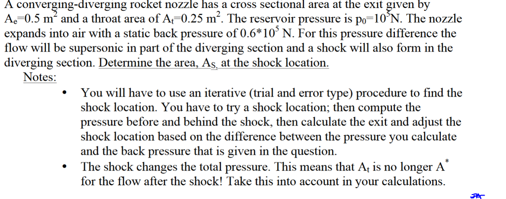 A converging-diverging rocket nozzle has a cross | Chegg.com