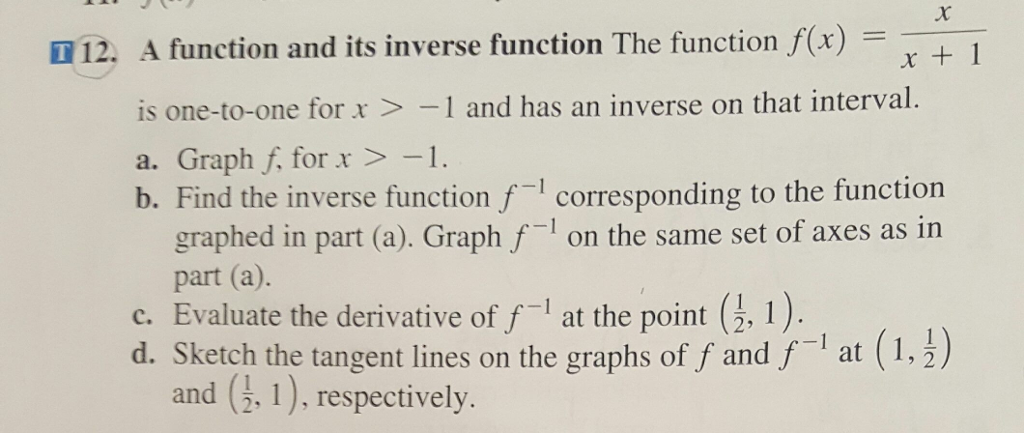 Solved A function and its inverse function The function f(x) | Chegg.com