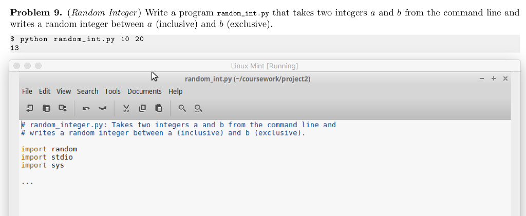 Solved Problem 9. (Random Integer) Write a program random | Chegg.com