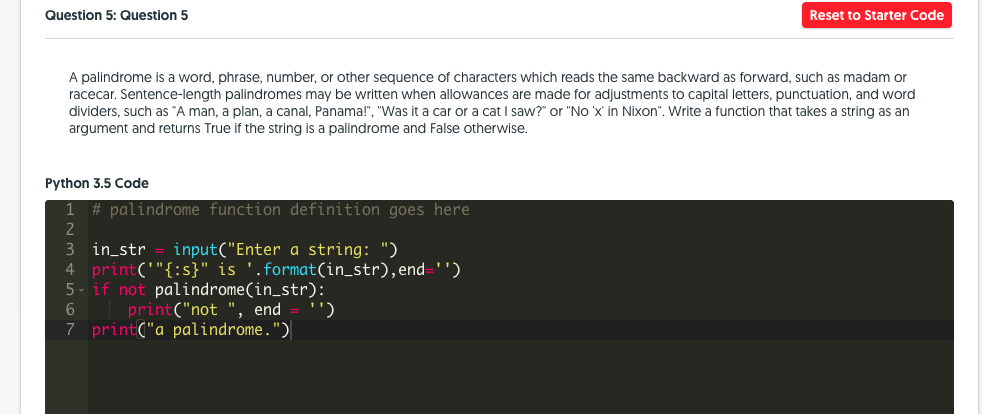 Solved Question 4 Question 4 Reset To Starter Code A Prime