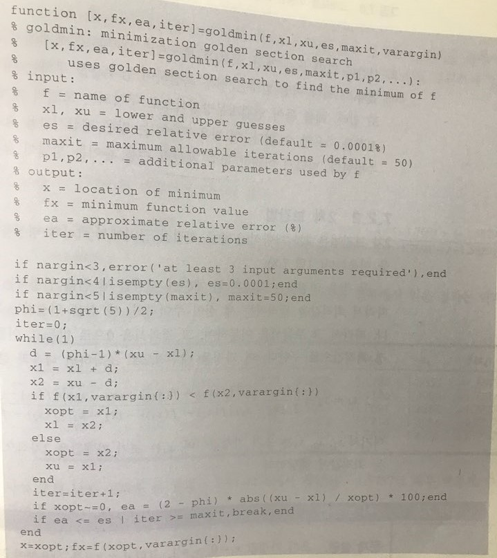 The “goldmin” MATLAB function in Fig. 7.7 evaluates | Chegg.com