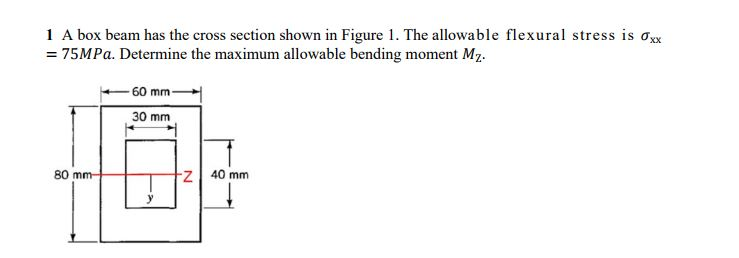 Solved 1 A box beam has the cross section shown in Figure 1. | Chegg.com