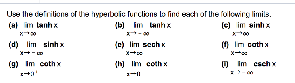 Solved Use the definitions of the hyperbolic functions to | Chegg.com