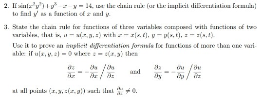 Solved 2. If sin2y2)+y3-r-y 14, use the chain rule (or the | Chegg.com