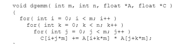 Solved void dgemm int m, int n, float *A, float *C) for ( | Chegg.com